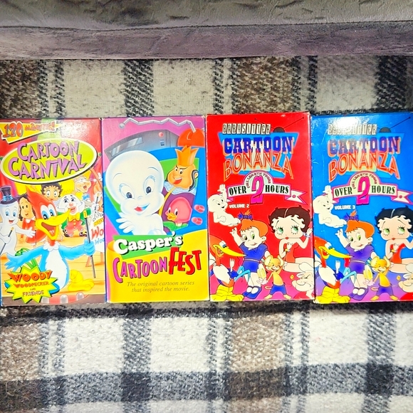 Media | Vhs Cartoon Tapes 4 Pack Betty Boop Casper Woody Woodpecker Etc ...